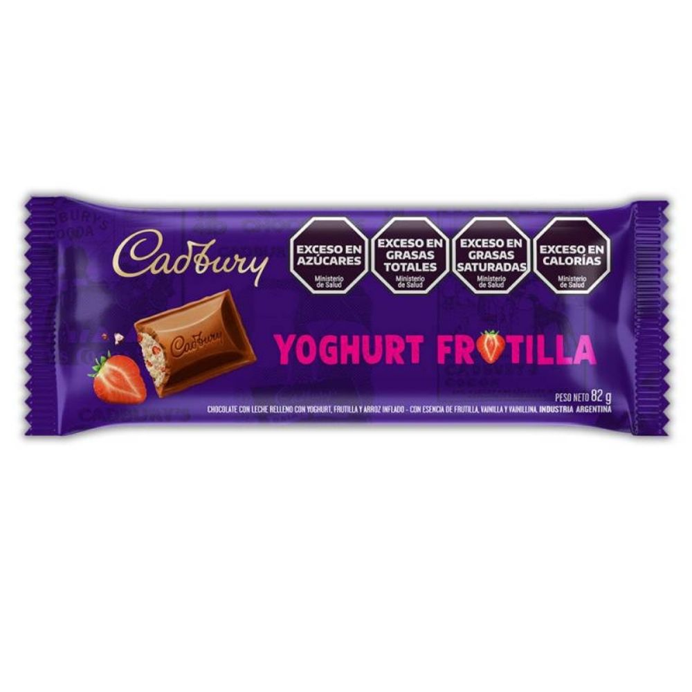 CHOCOLATE CADBURY YOGHURT FRUTILLA 28X82G - Golozinas Luján